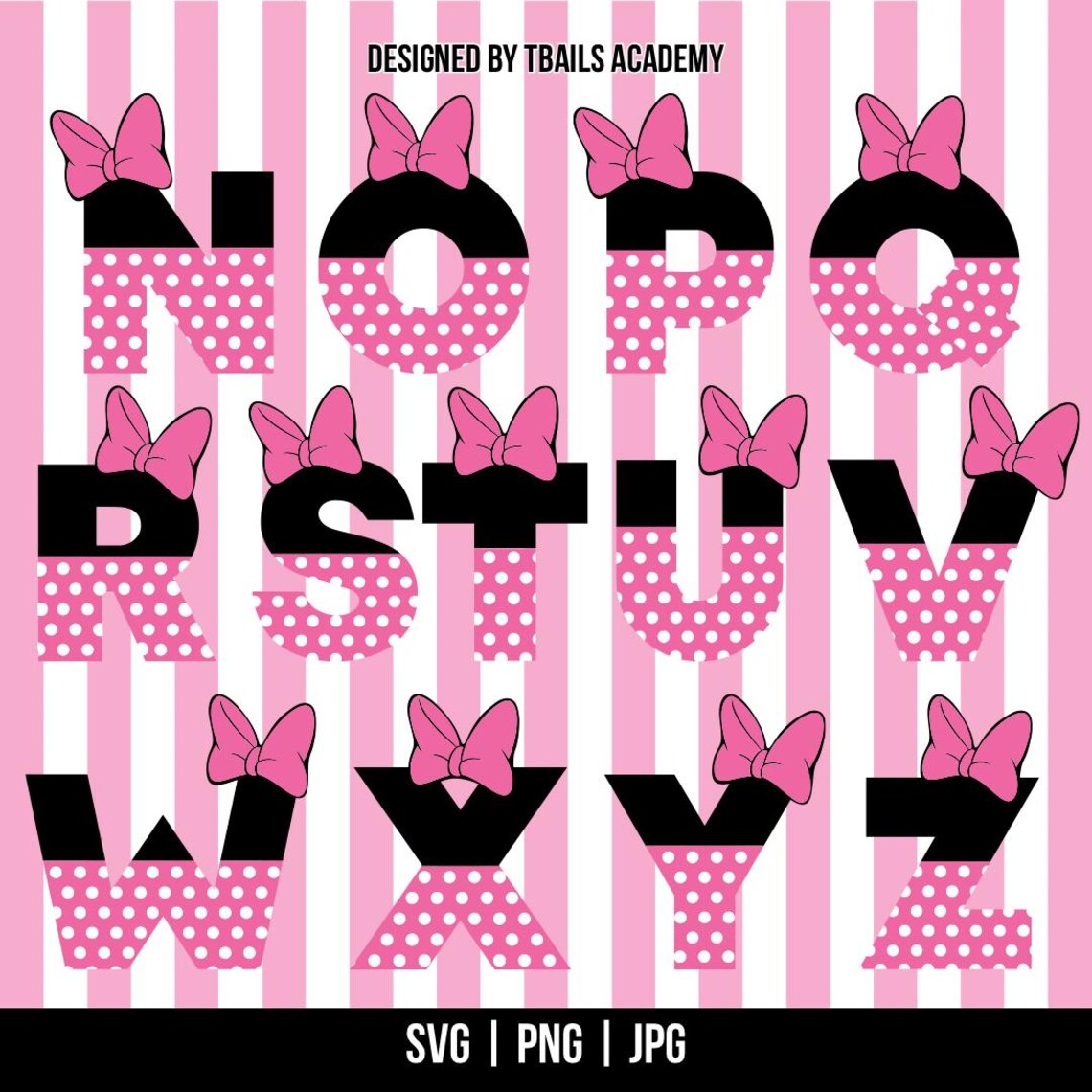 Minnie Mouse Alphabet & Numbers SVG Bundle: Polka Dot Design - Etsy