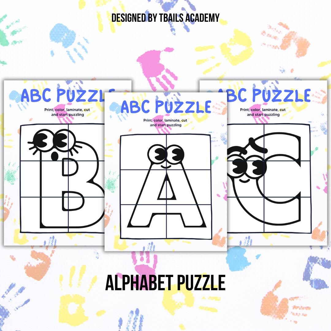 Alphabet Puzzle Worksheets: A-Z Handwriting Practice, Preschool ...