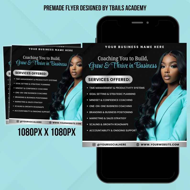 Editable Business Coach Flyer Template: Canva Design (digital Download ...