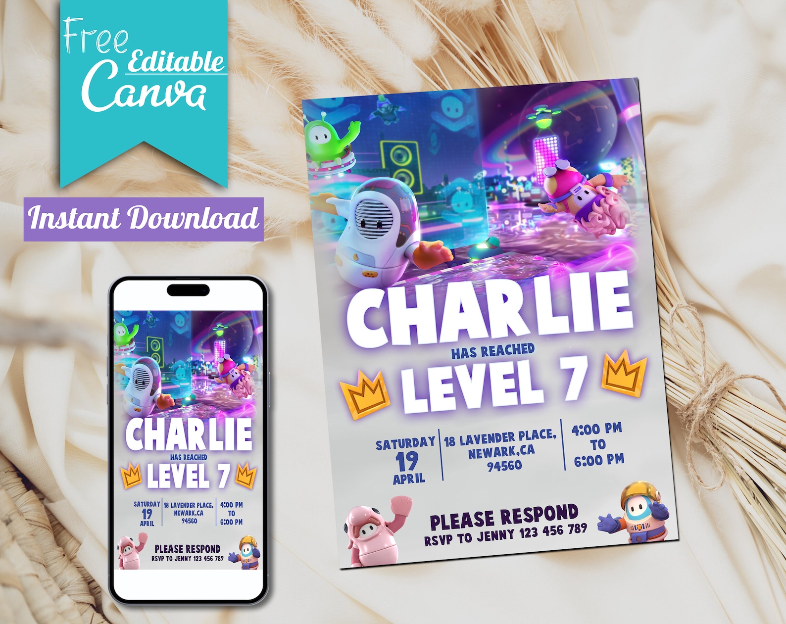 Editable Fall Guy Birthday Invitation Template Digital Kids Party ...