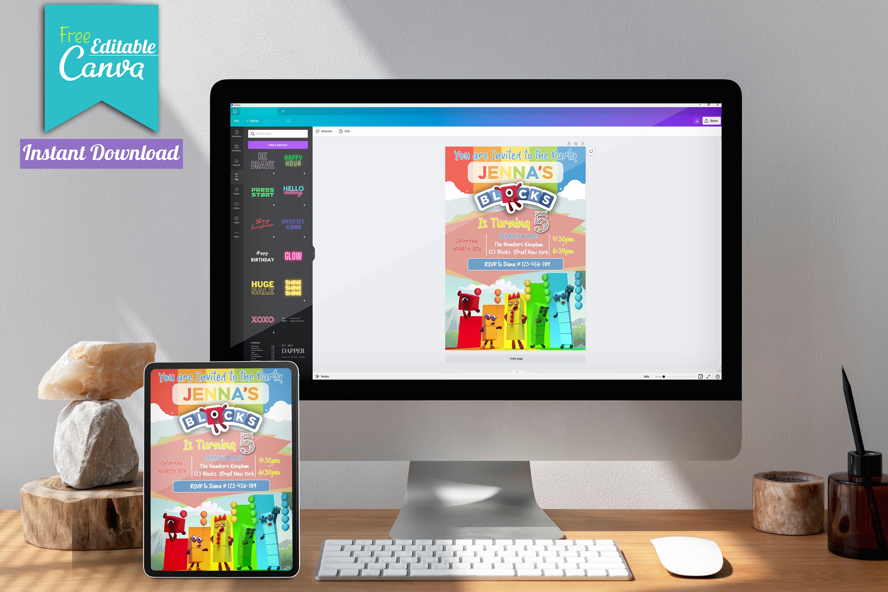 Numberblocks Birthday Invitations | Printable Number Blocks Invite ...