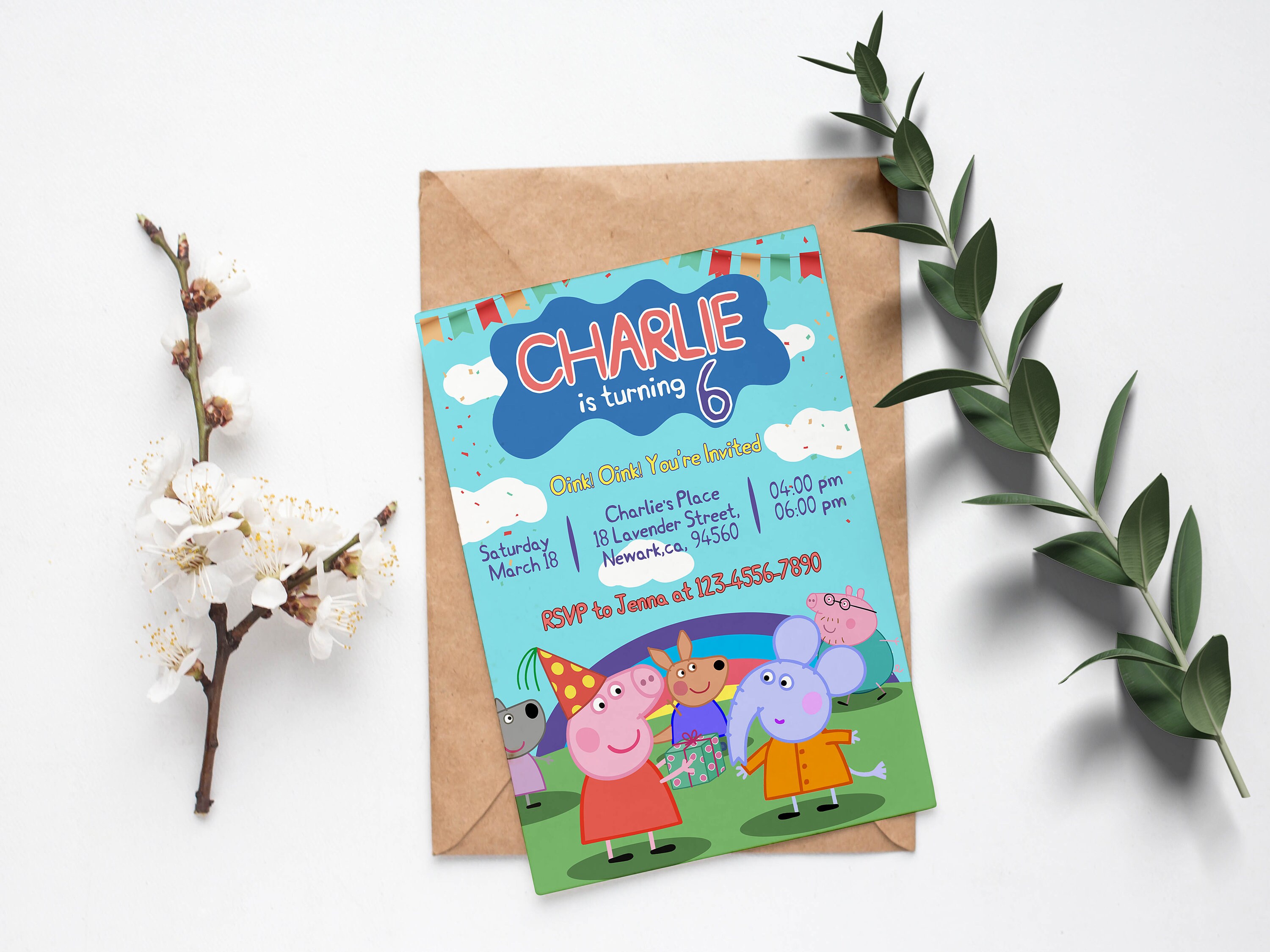 Peppa Pig Birthday Invitation Peppa Pig Invitation Peppa Pig Party Kids ...