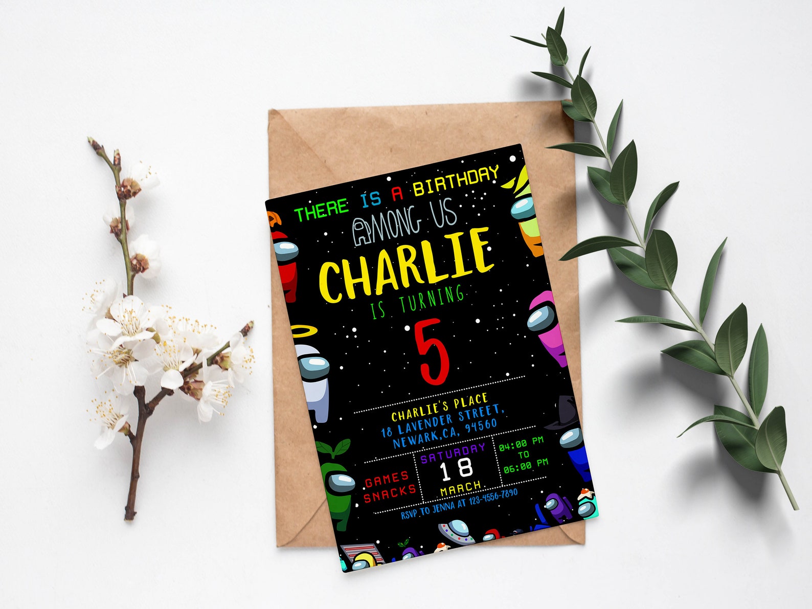 Among Us Invitation Birthday Invitation Kids Birthday Invitation Amoung ...