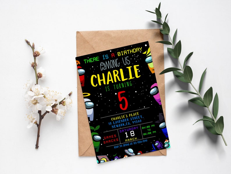 Among Us Birthday Invitation | Editable Kids Game Invite (digital ...