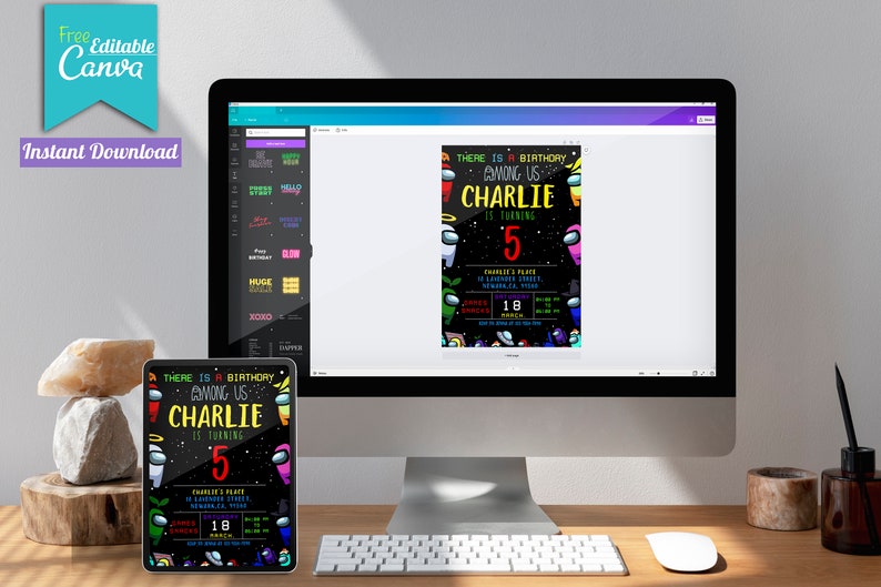 Among Us Birthday Invitation | Editable Kids Game Invite (digital ...