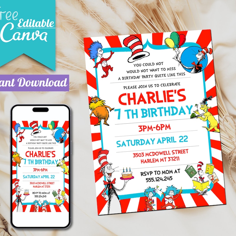 Dr. Seuss Flyer Template - Etsy
