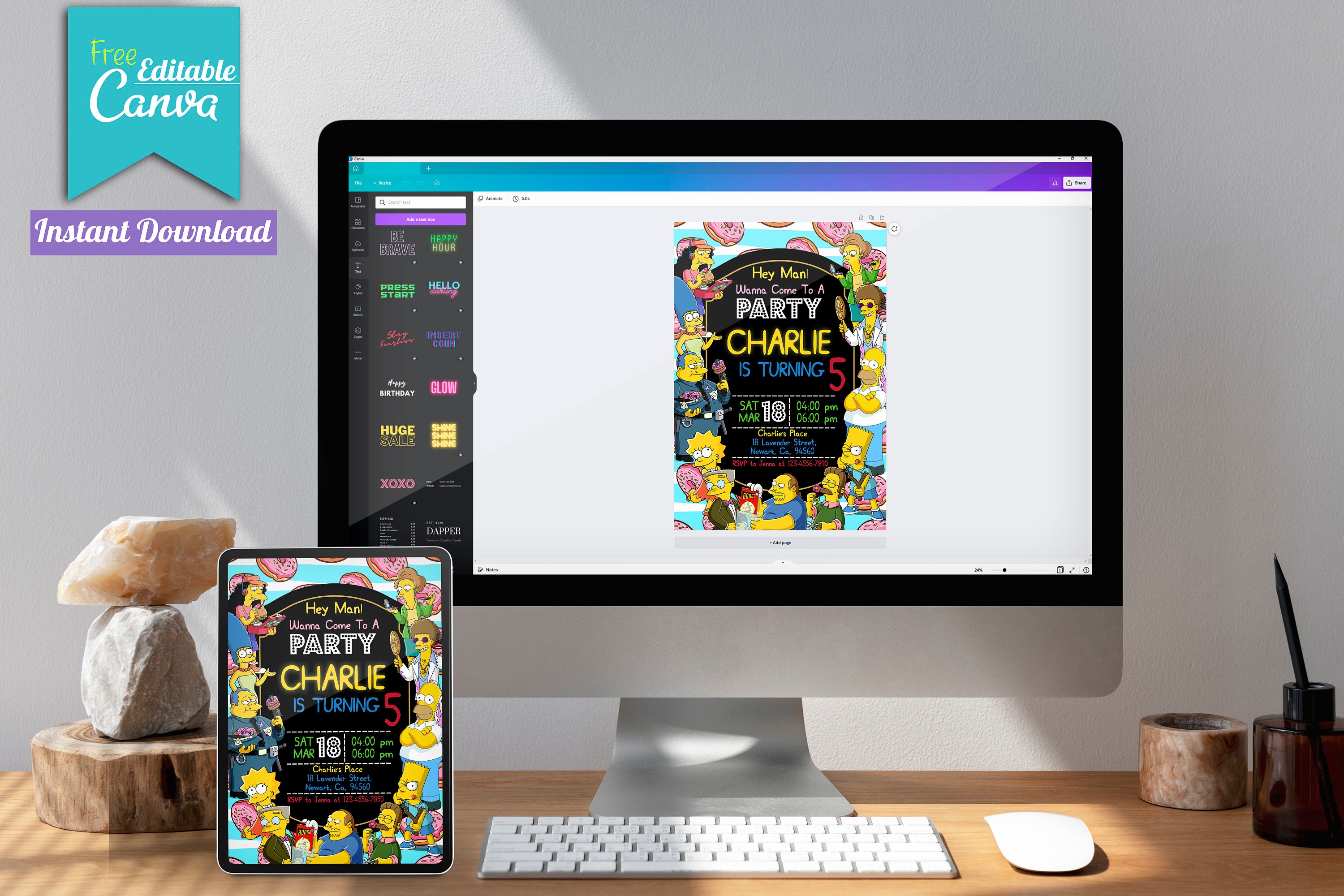 Editable Simpsons Birthday Invitations Simpsons Invitation, Simpson ...