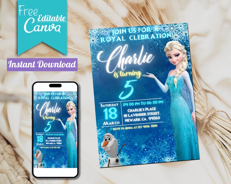 Editable Frozen Birthday Invitation Printable Frozen Party Invitations ...