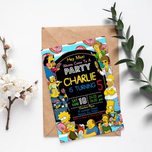 Editable Simpsons Birthday Invitations | Simpsons Invitation, Simpson ...