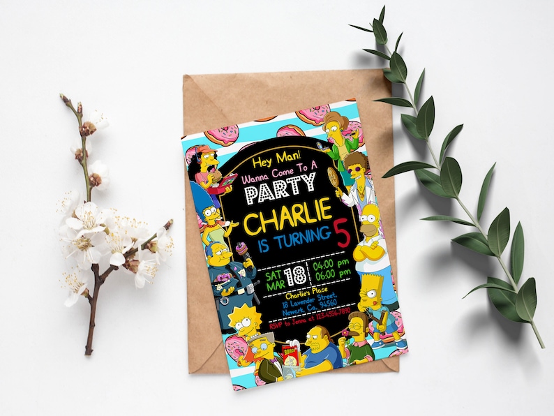 Editable Simpsons Birthday Invitations Simpsons Invitation, Simpson ...
