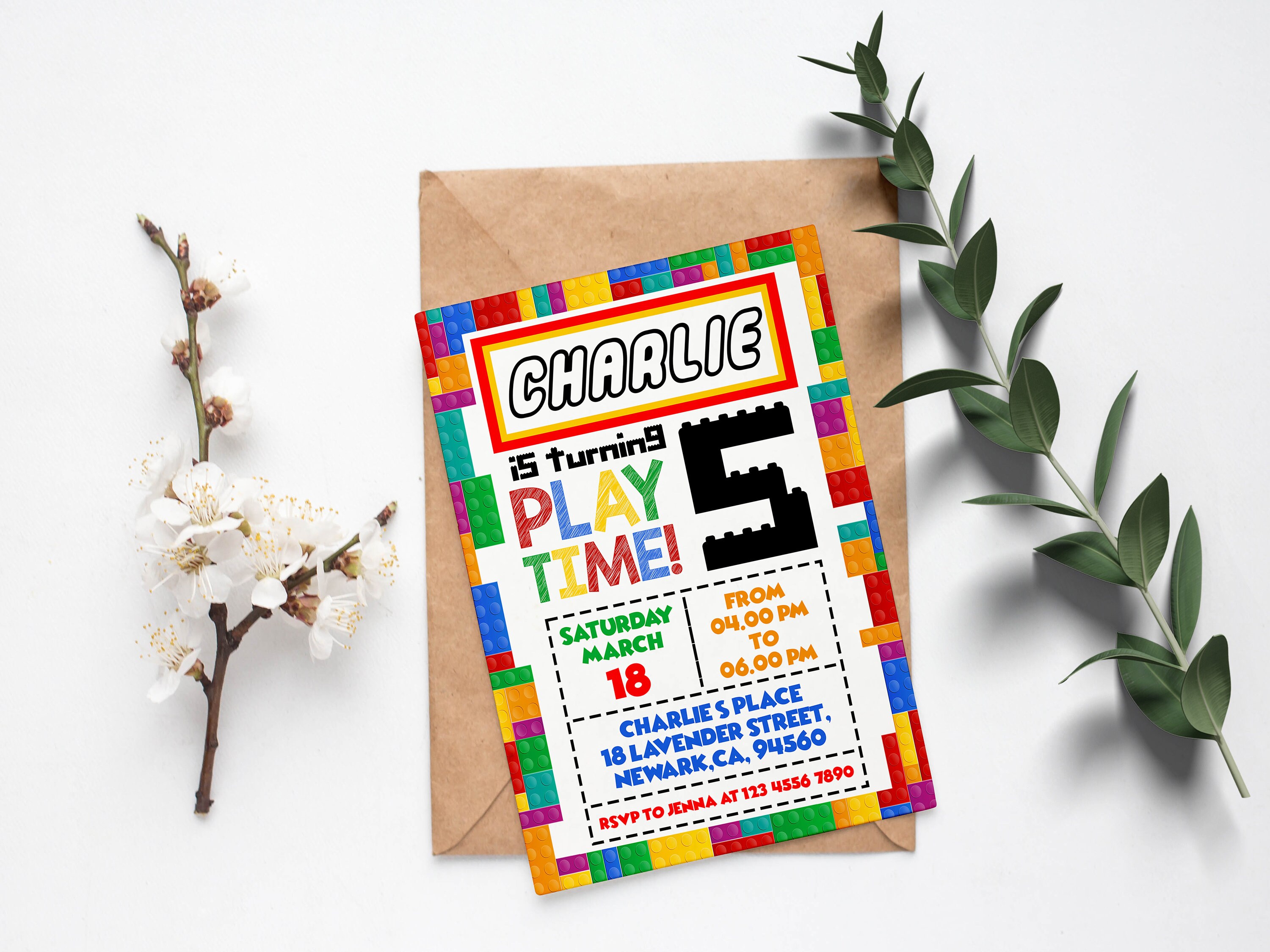 Building Blocks Birthday Invitation Kids Birthday Invitation Template ...