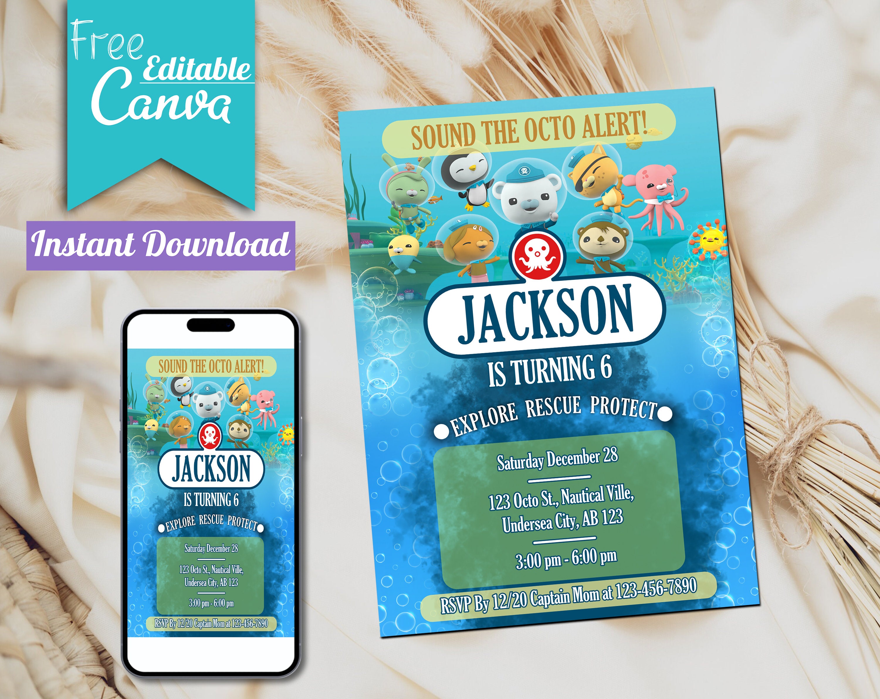 Editable Octonauts Birthday Invitation Printable Octonauts Kids ...