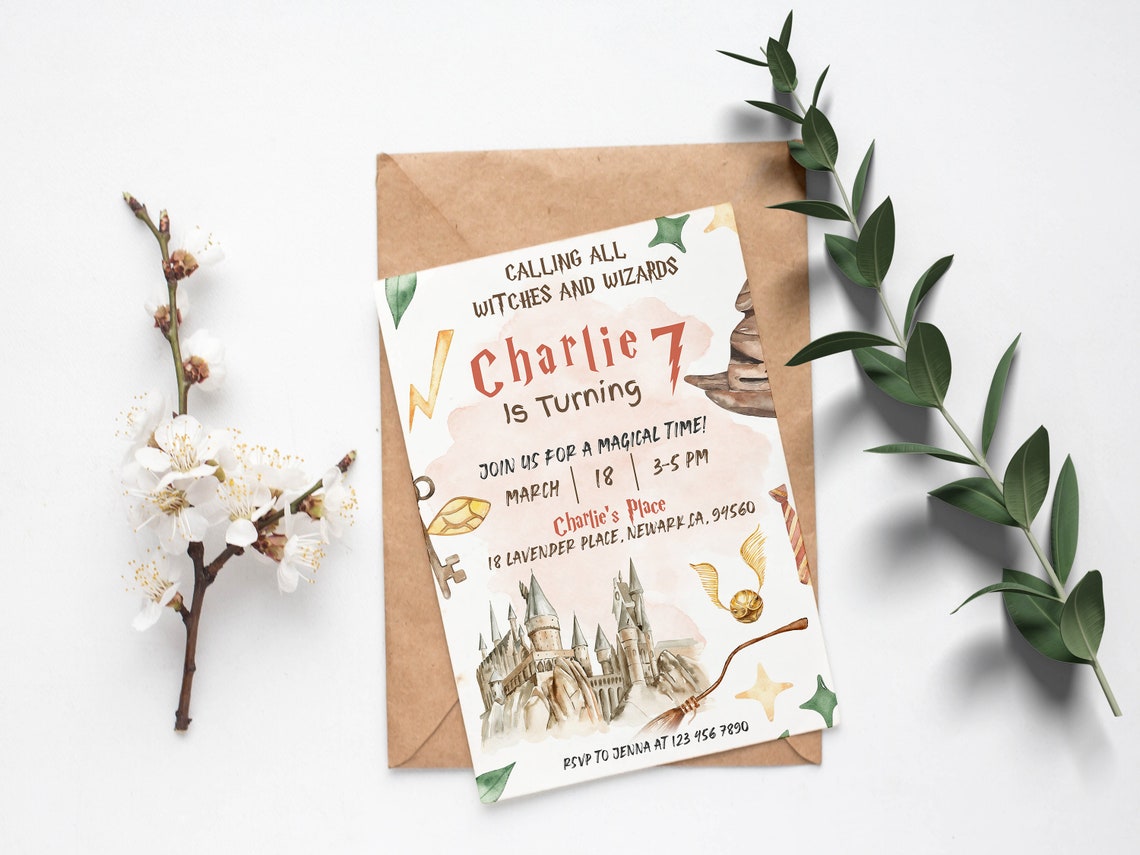 Editable Wizard Birthday Invitation | for Boy & Girl Kids Invite ...
