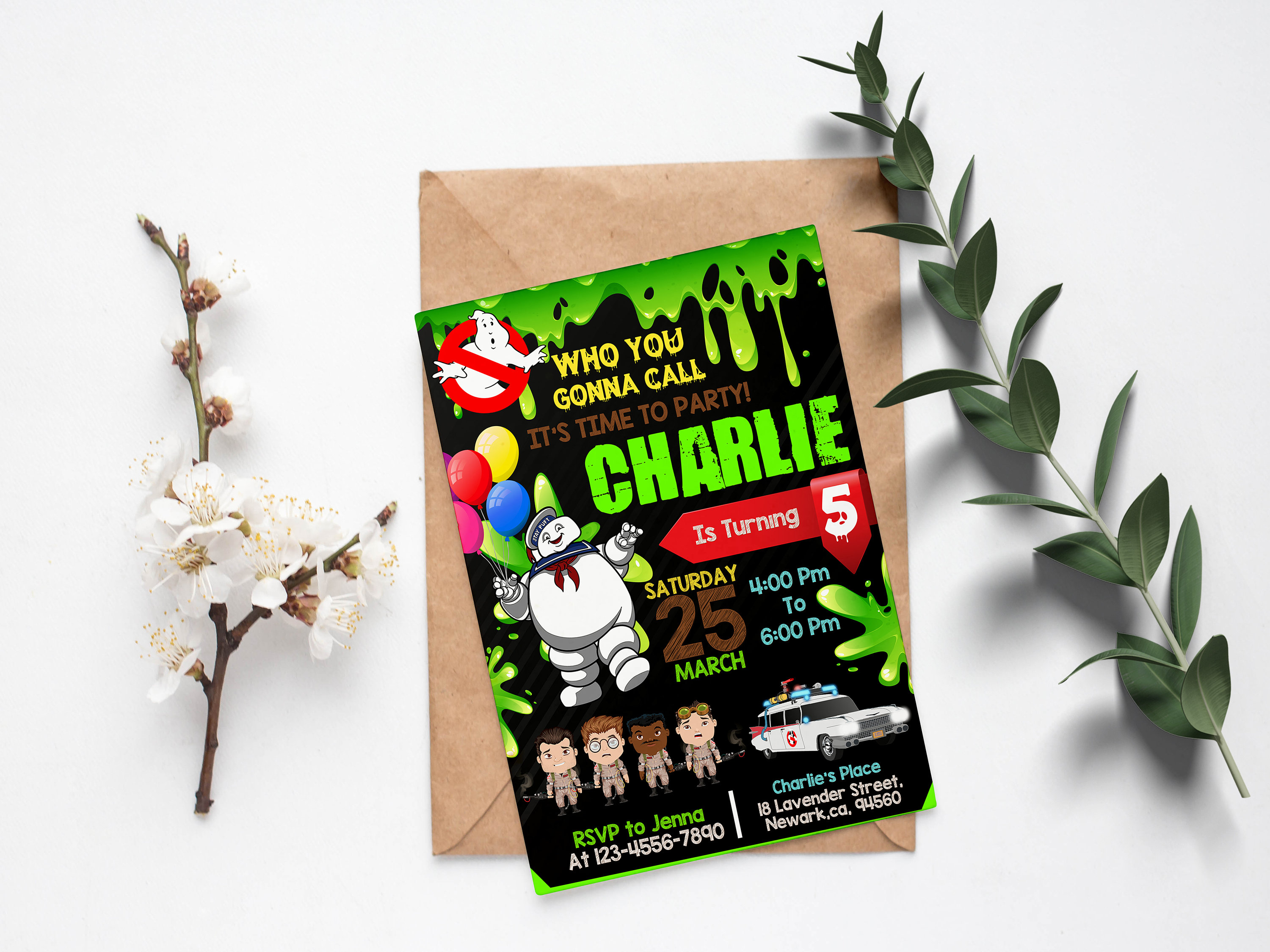 Editable Ghostbusters Birthday Invitation Printable Ghostbusters Party ...