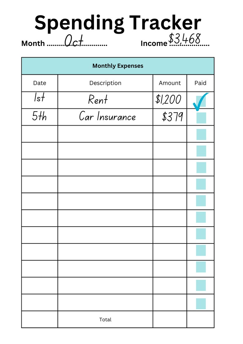Simple Spending Tracker, Printable Expense Tracker, Log Monthly ...
