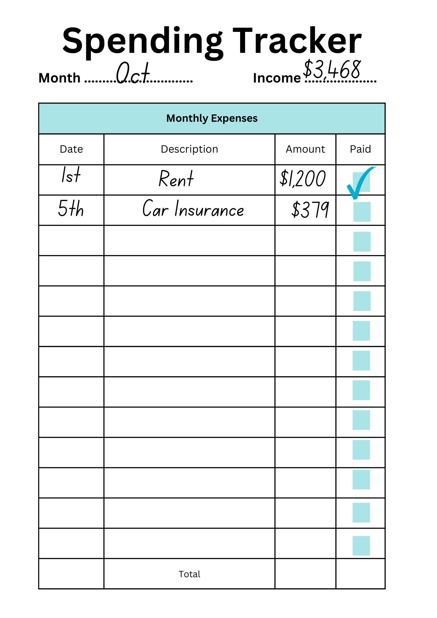 Simple Spending Tracker, Printable Expense Tracker, Log Monthly ...