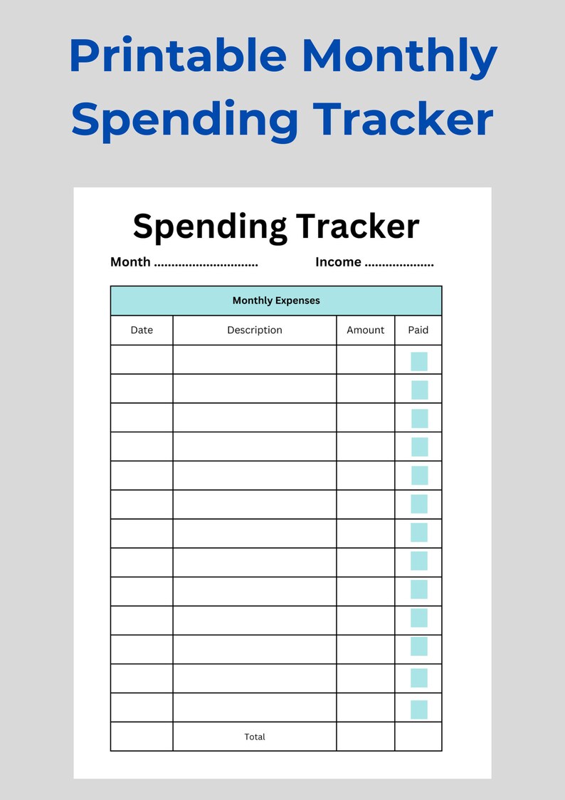 Simple Spending Tracker, Printable Expense Tracker, Log Monthly ...