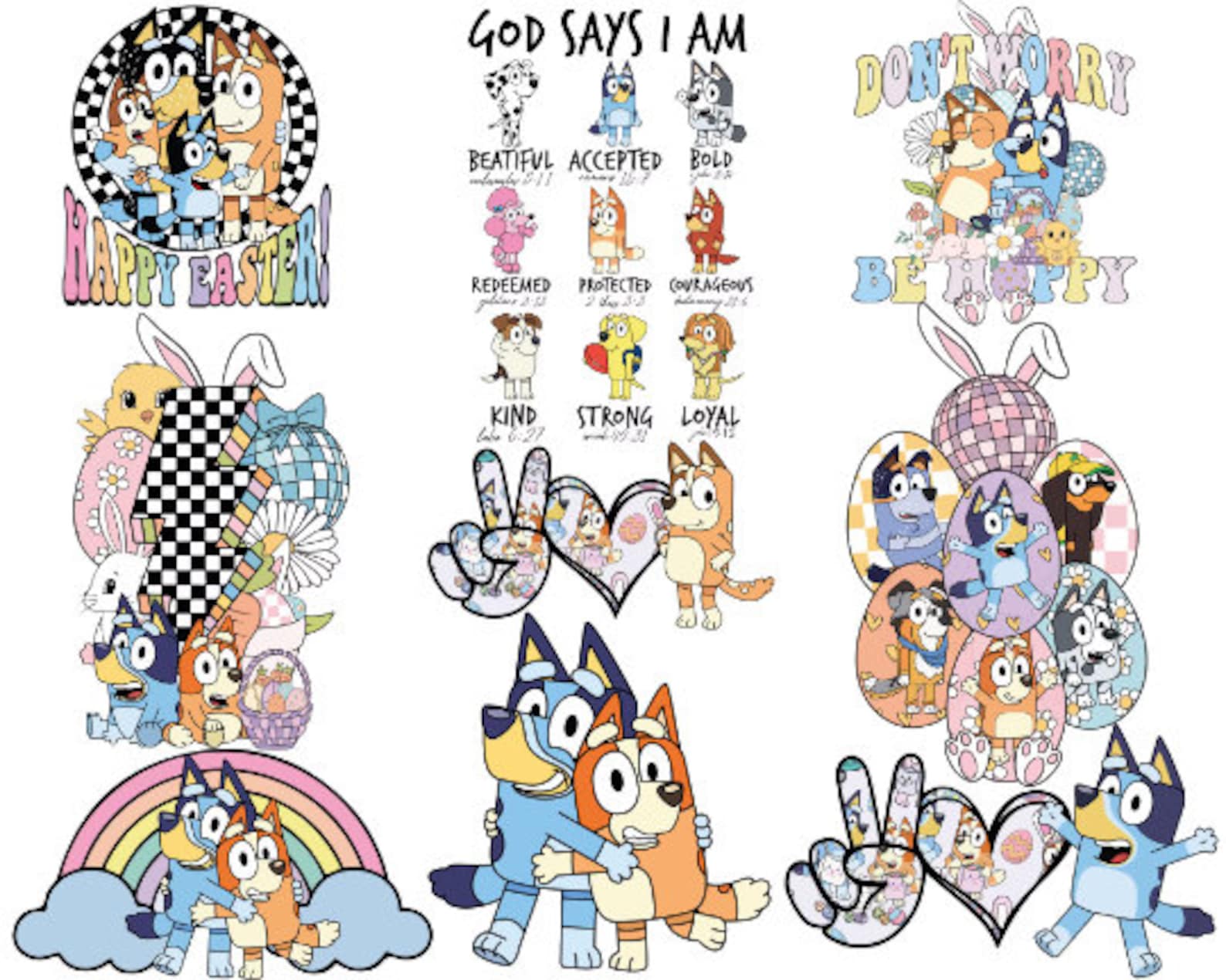 9 Bluey Theme Pack, Bluey Png Bundle, Cut Files for Cricut, Clipart ...