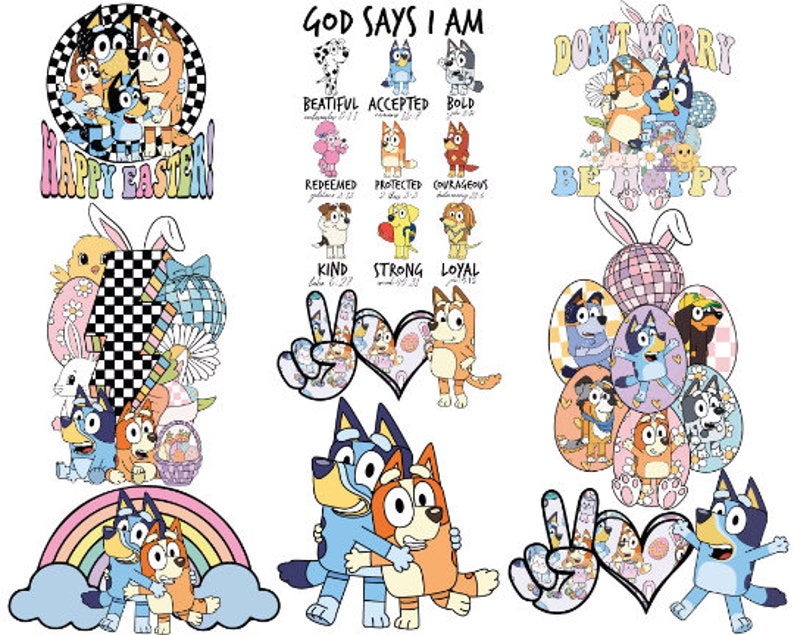 9 Bluey Theme Pack, Bluey Png Bundle, Cut Files for Cricut, Clipart ...