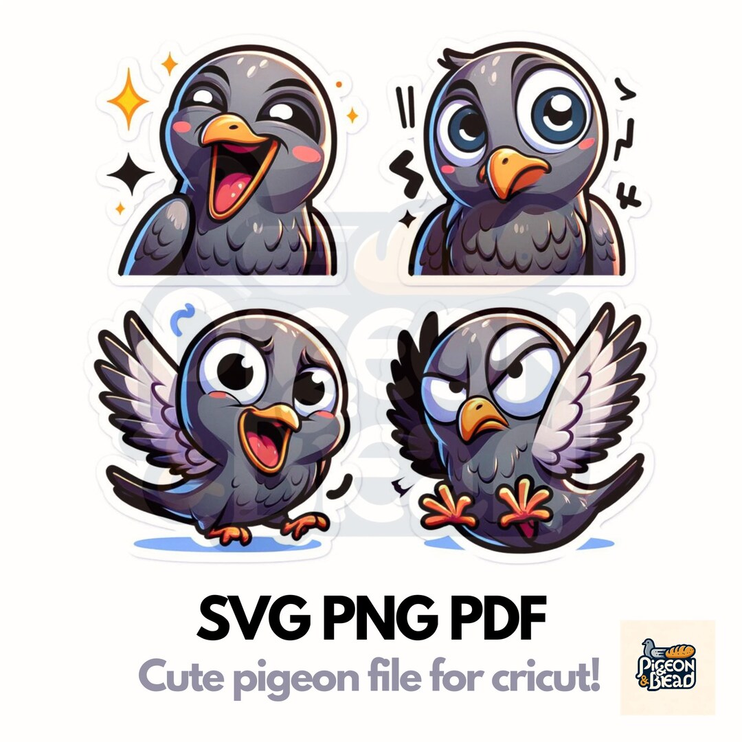 Cute Pigeon SVG PNG PDF File for Cricut, Cute Doves Cut Files Clip Arts ...