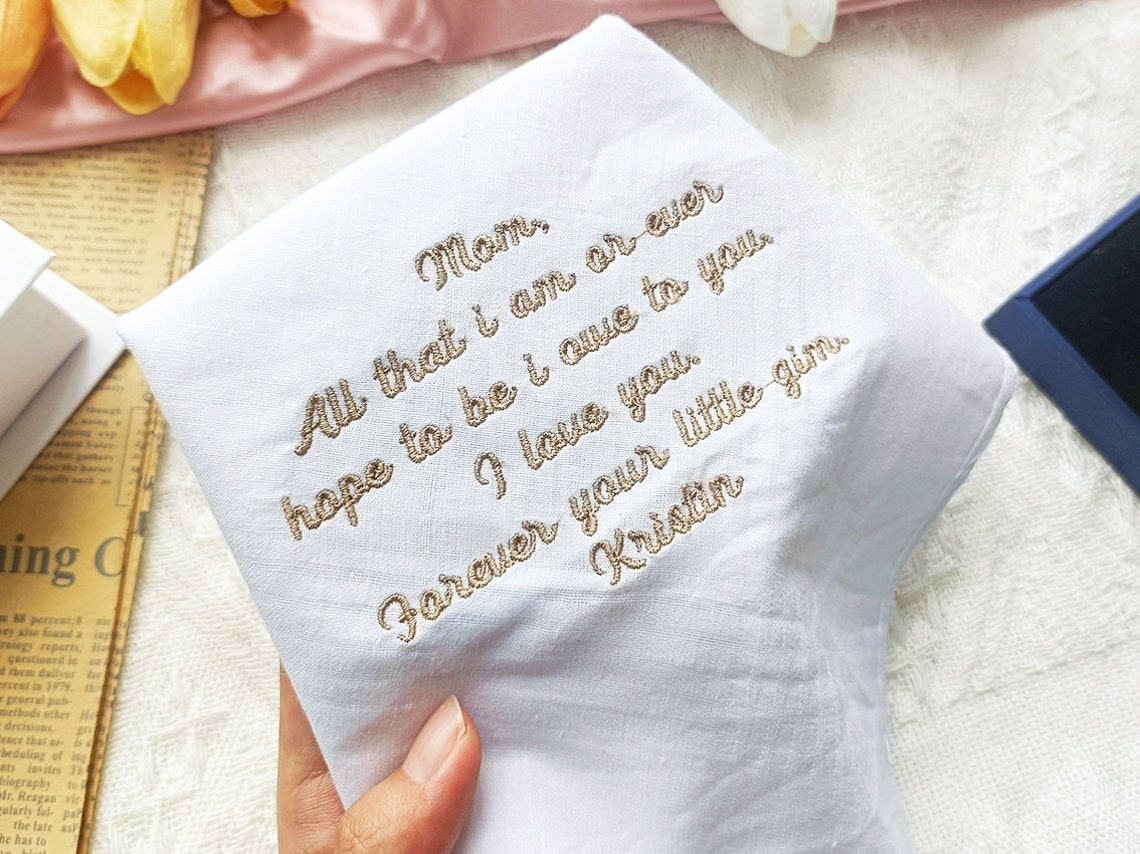 Custom Embroidered Wedding Handkerchief,gift for Bride,wedding Monogram ...