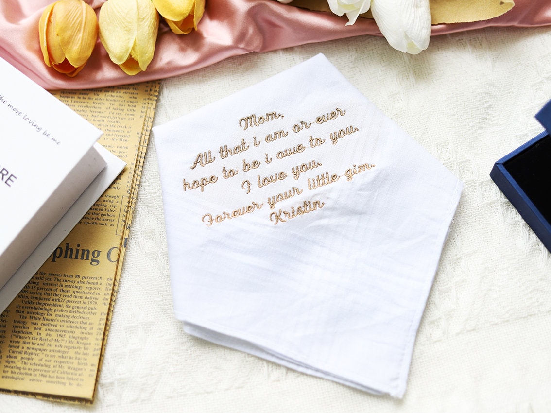 Custom Embroidered Wedding Handkerchief,gift for Bride,wedding Monogram ...