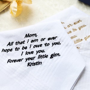 Custom Embroidered Wedding Handkerchief,gift for Bride,wedding Monogram ...