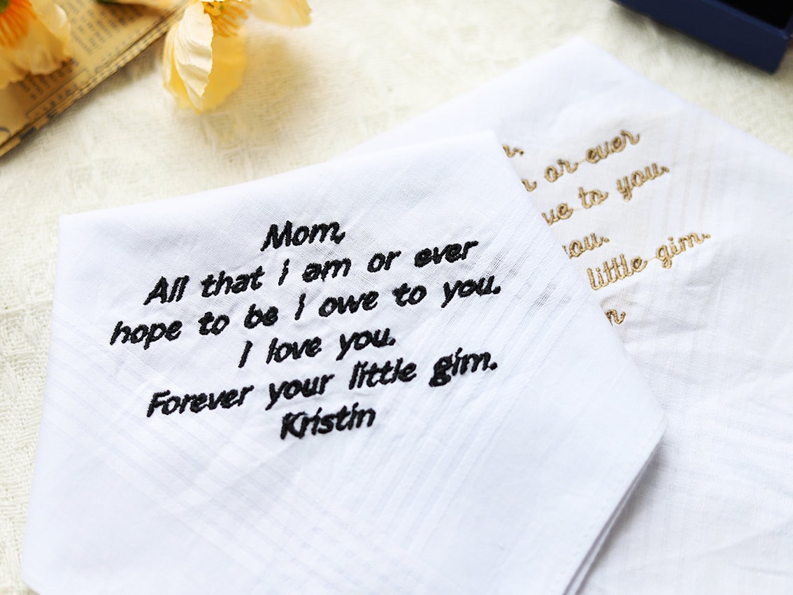 Custom Embroidered Wedding Handkerchief,gift for Bride,wedding Monogram ...
