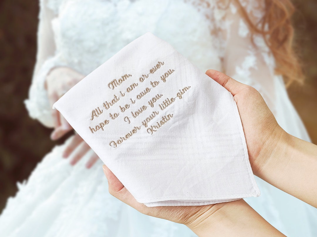 Custom Embroidered Wedding Handkerchief,gift for Bride,wedding Monogram ...