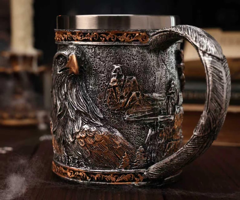 Handmade Eagle Head Beer Mug, Stainless Steel, 3D Bar Decor - Etsy UK