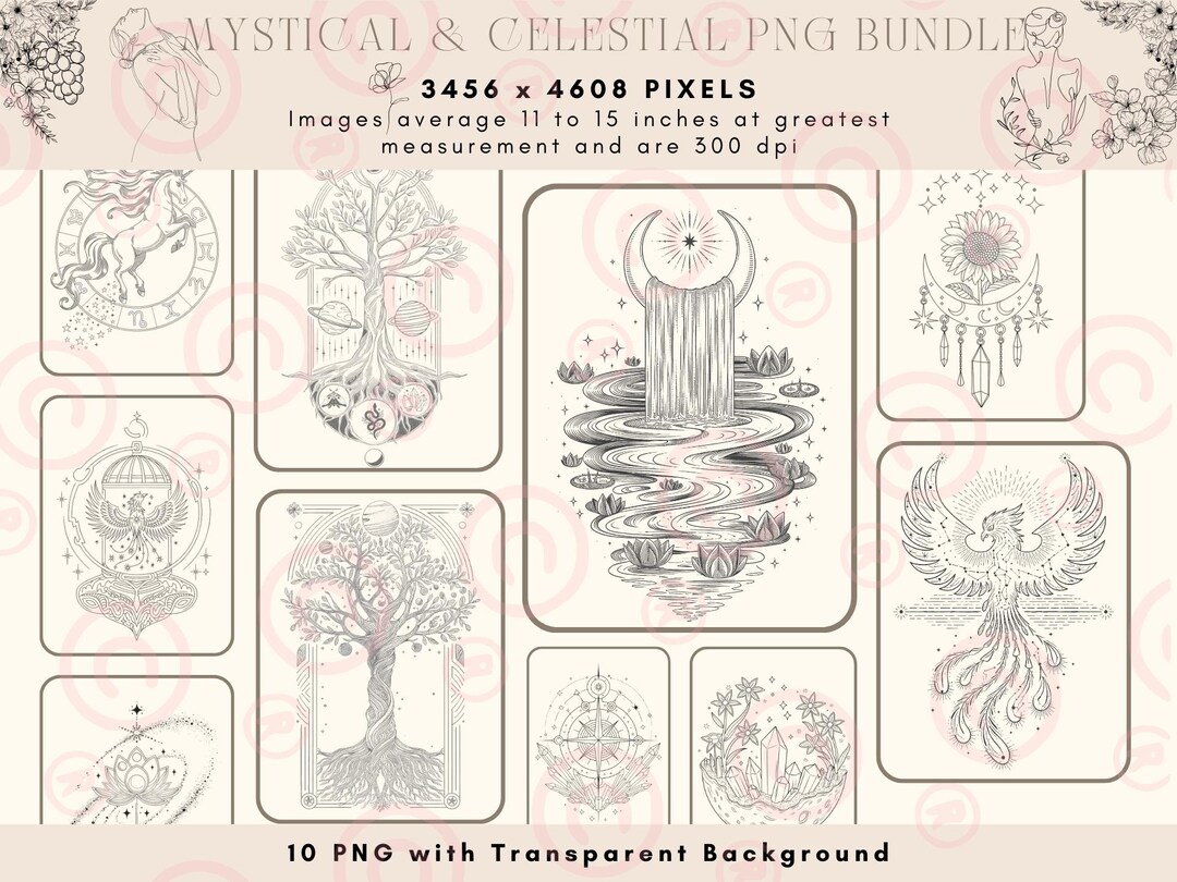 Mystical Celestial PNG Bundle - Magic and Witchcraft Designs - Perfect ...