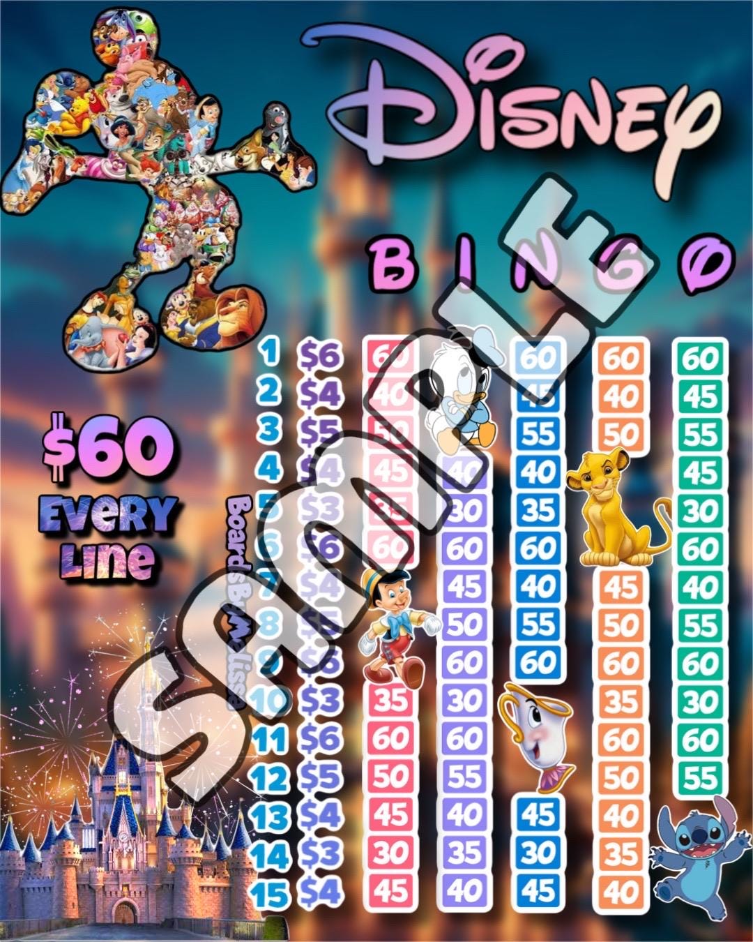 Bingo Board B75 60 Every Line - Etsy