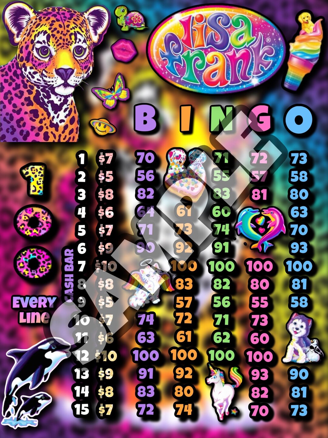 Bingo Board B75 100 Every Line - Etsy