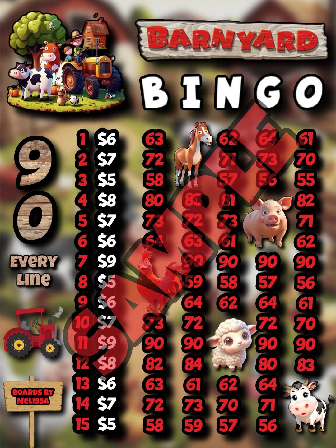 Bingo Board B75 80 Every Line - Etsy