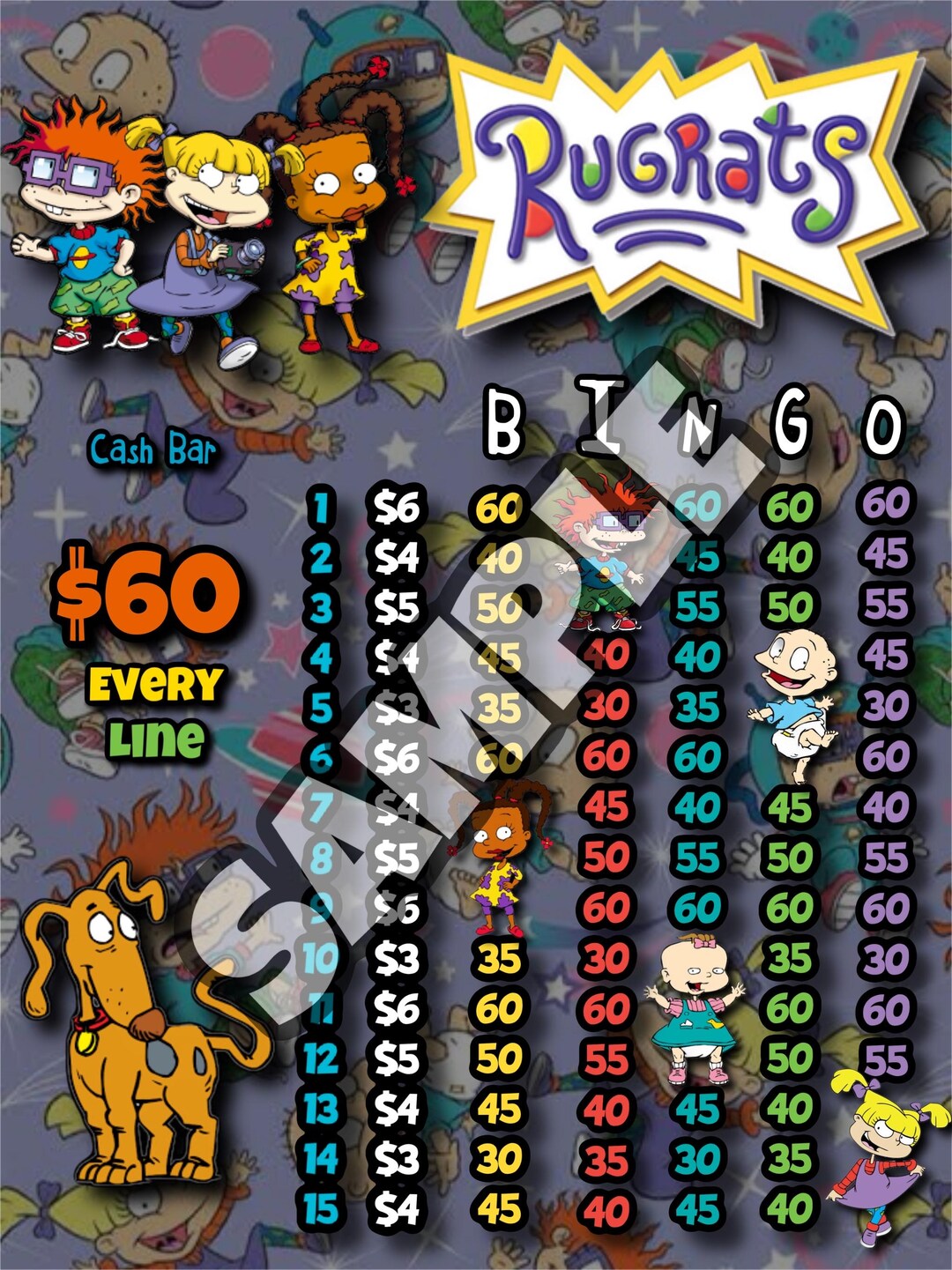 Bingo Board B75 60 Every Line - Etsy