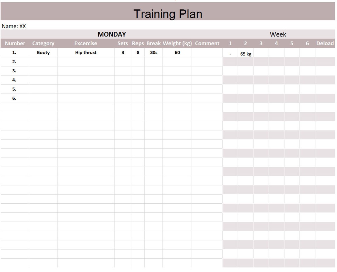 Training Plan Template 6 Weeks - Etsy UK
