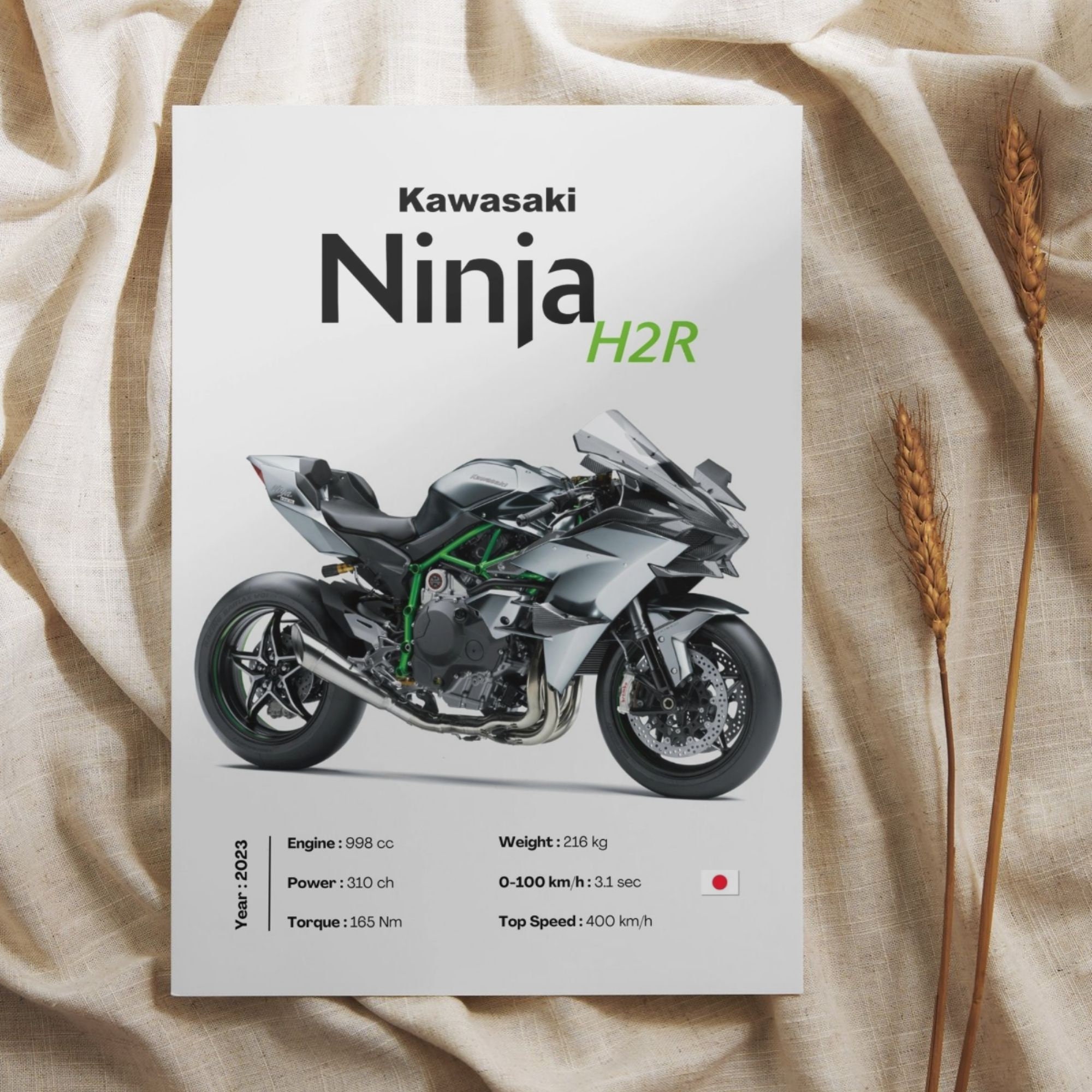 Kawasaki Ninja H2R | 2023 | Personalized Motorcycle Poster | Gift for ...