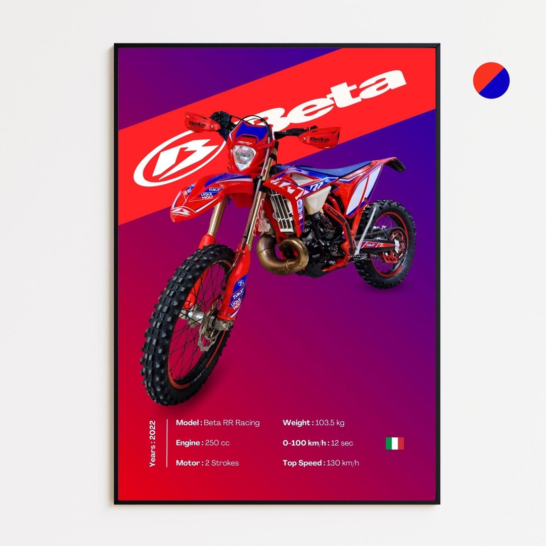 Beta RR Racing 250cc | 2022 | Personalized Motorcycle Poster | Gift for ...
