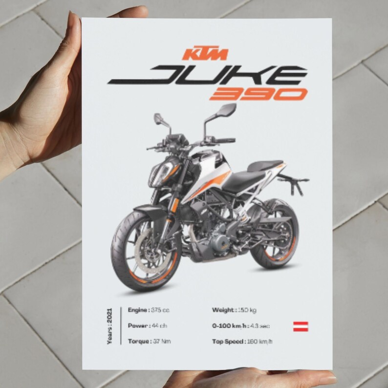 KTM DUKE 390 | 2021 | Personalized Motorcycle Poster | Gift for Bikers ...
