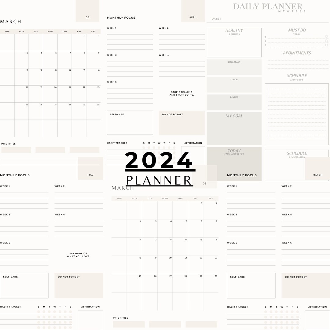 2024 DIGITAL PLANNER Simple Modern and Aesthetically Pleasing Includes ...