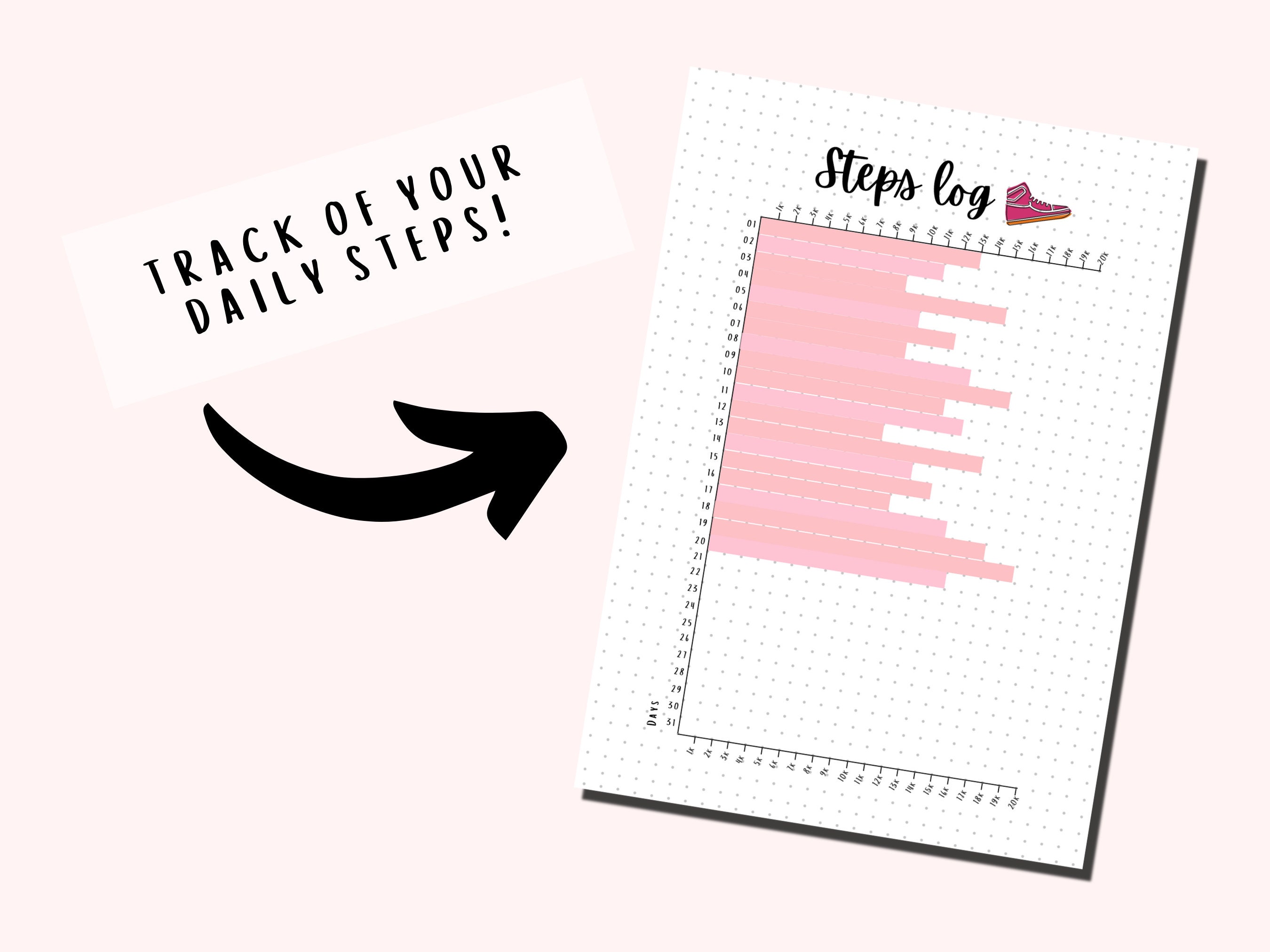 Daily Steps Log Printable / Steps Tracker / Fitness Planner / Monthly ...