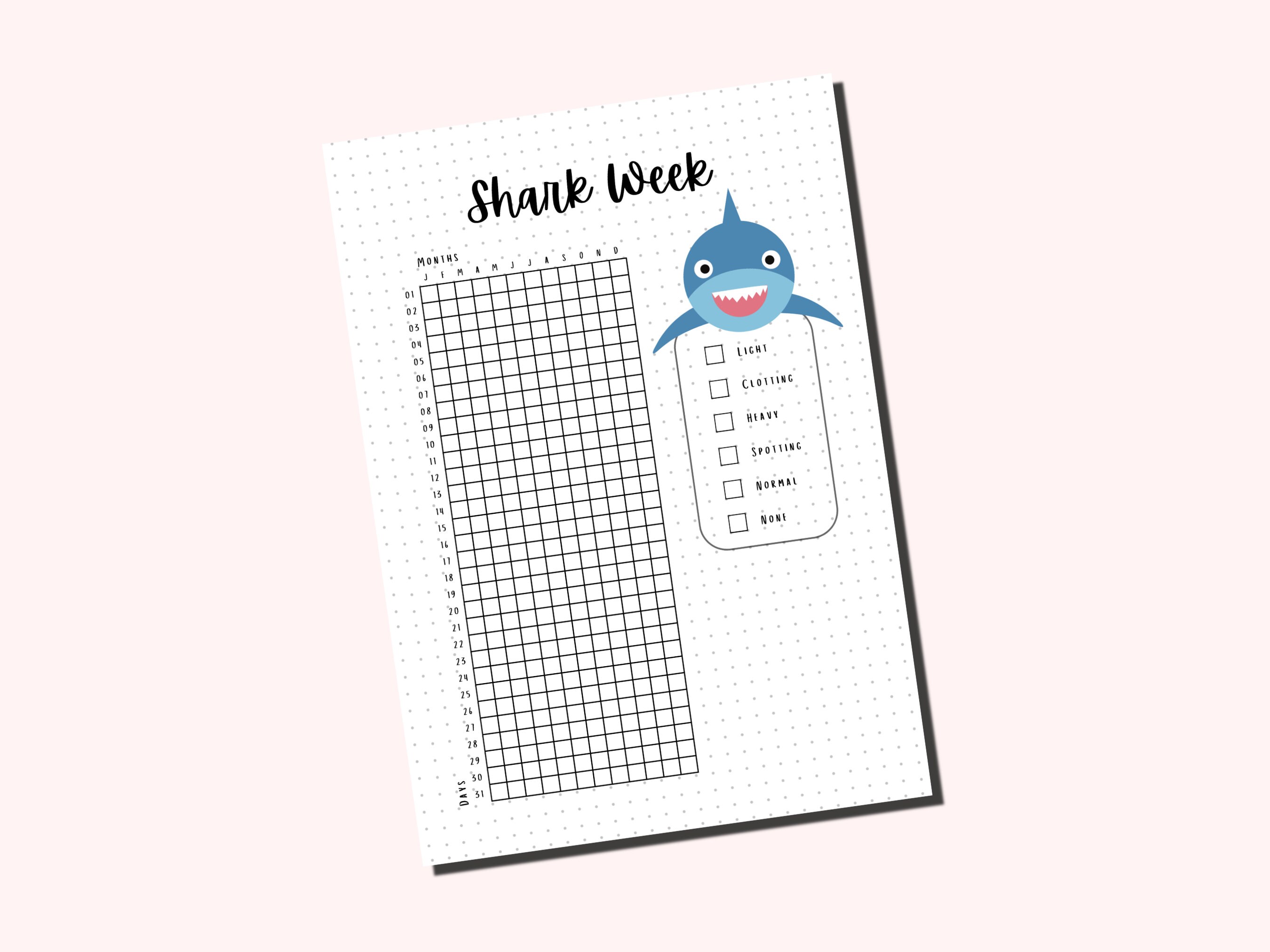 Period Tracker Printable / Shark Week / Moontime / A5 Journal Insert ...