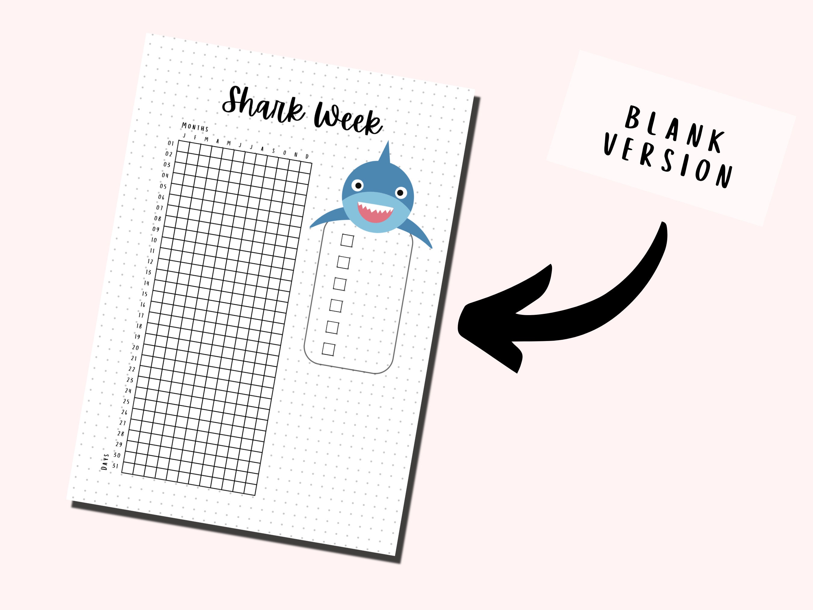 Period Tracker Printable / Shark Week / Moontime / A5 Journal Insert ...