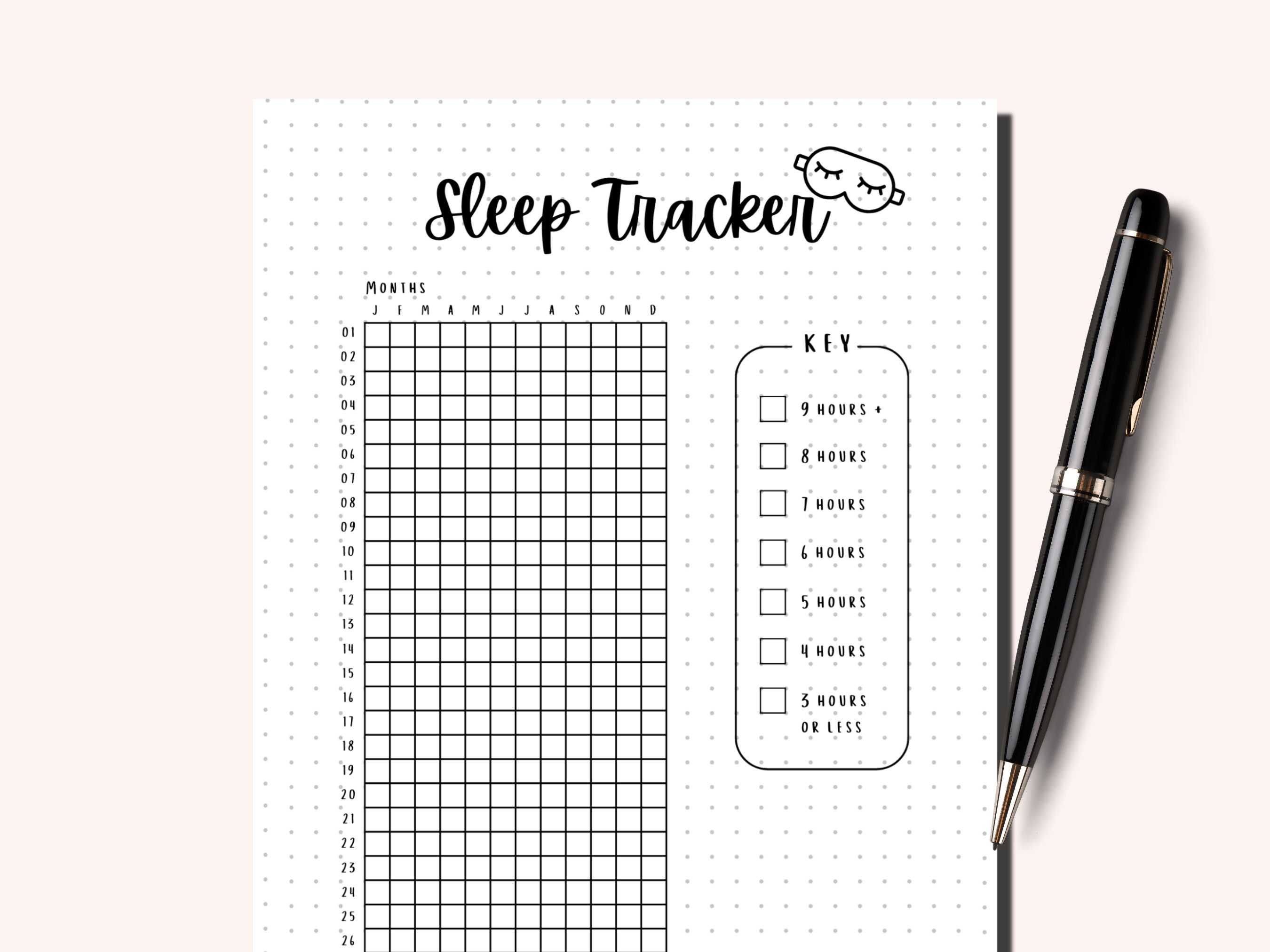 Yearly Sleep Tracker Printable / Pixel Sleep Tracker / Health ...
