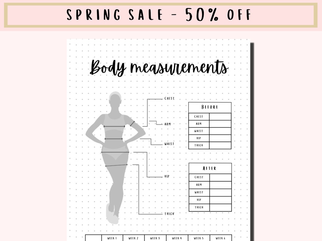 Body Measurements Tracker A5 Journal Page PRINTABLE Tracker Fitness ...