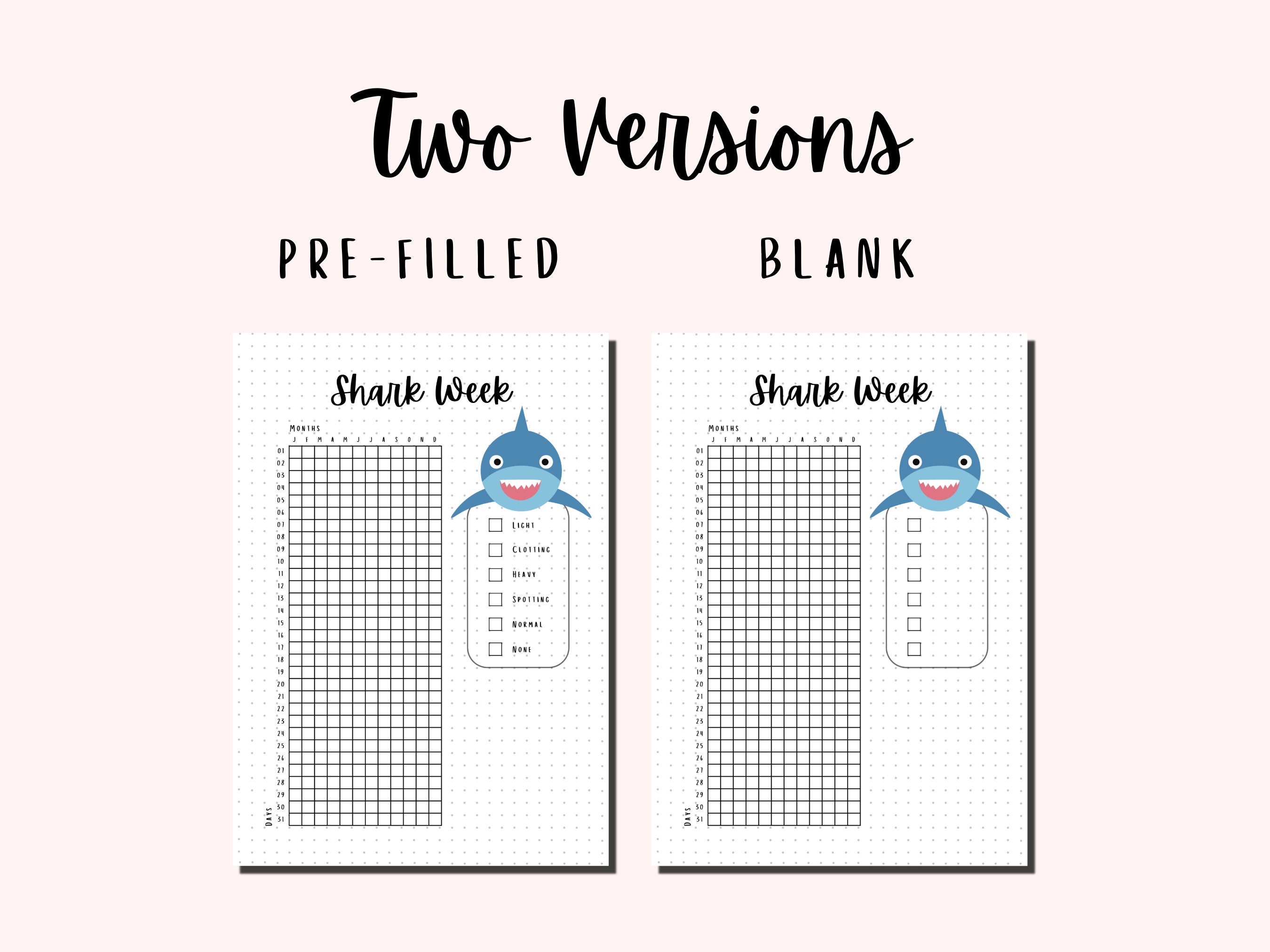 Period Tracker Printable / Shark Week / Moontime / A5 Journal Insert ...