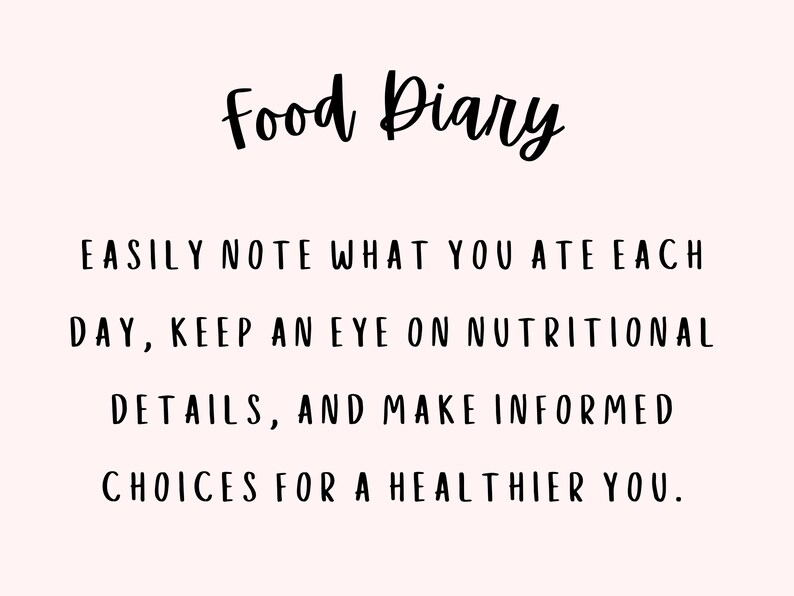 Food Diary / A5 Printable Journal Template / Printable Food Journal ...