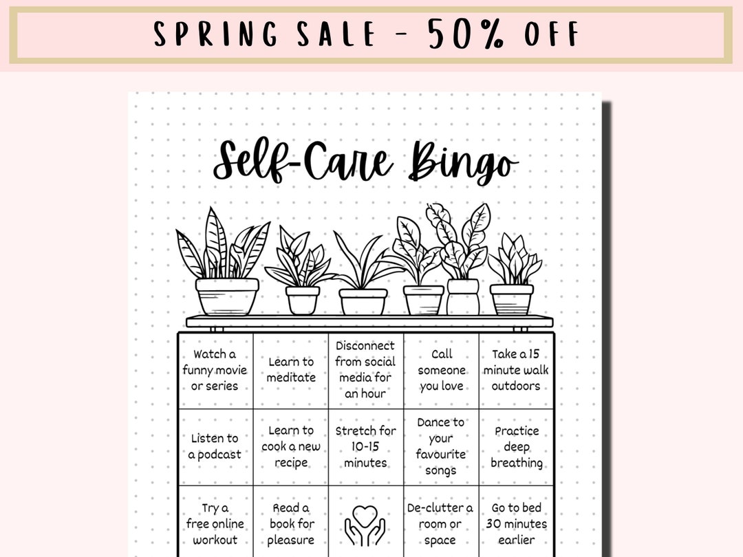 Self Care Checklist Bingo Card / A5 Journal Page / Tracker / Weekly ...