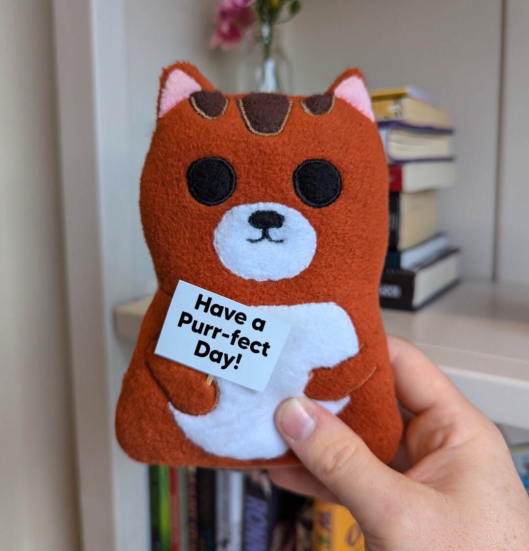 Cat Plush With Personalised Card, Animal Soft Toy With Custom Positive ...