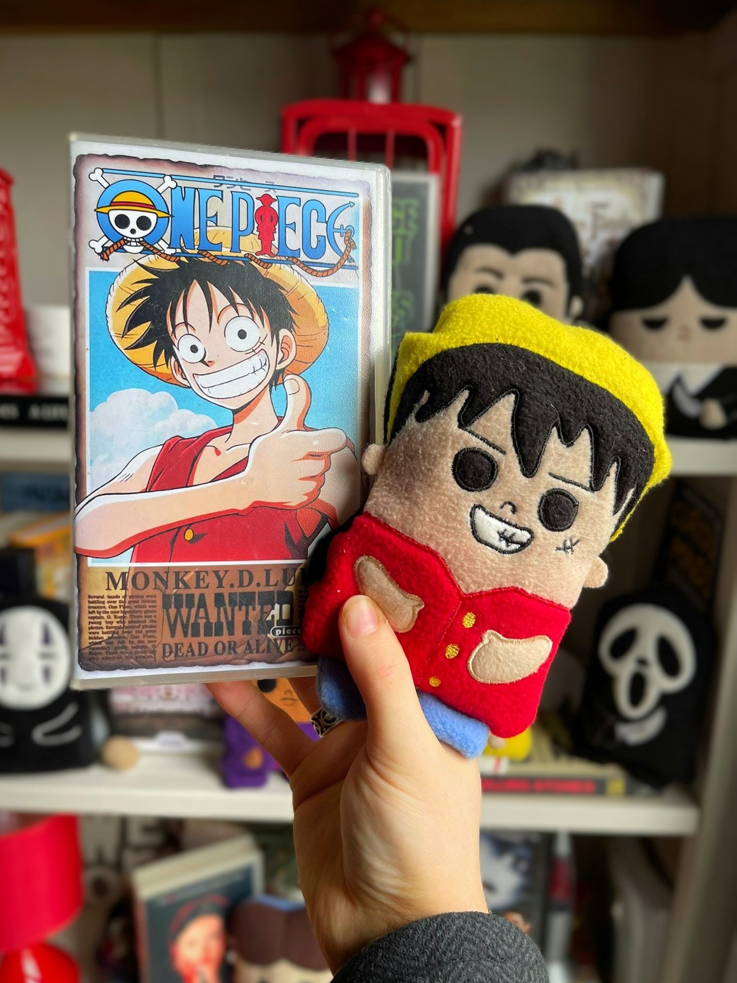 Luffy Plushie With One Piece VHS Display Box. Cute One Piece Luffy ...